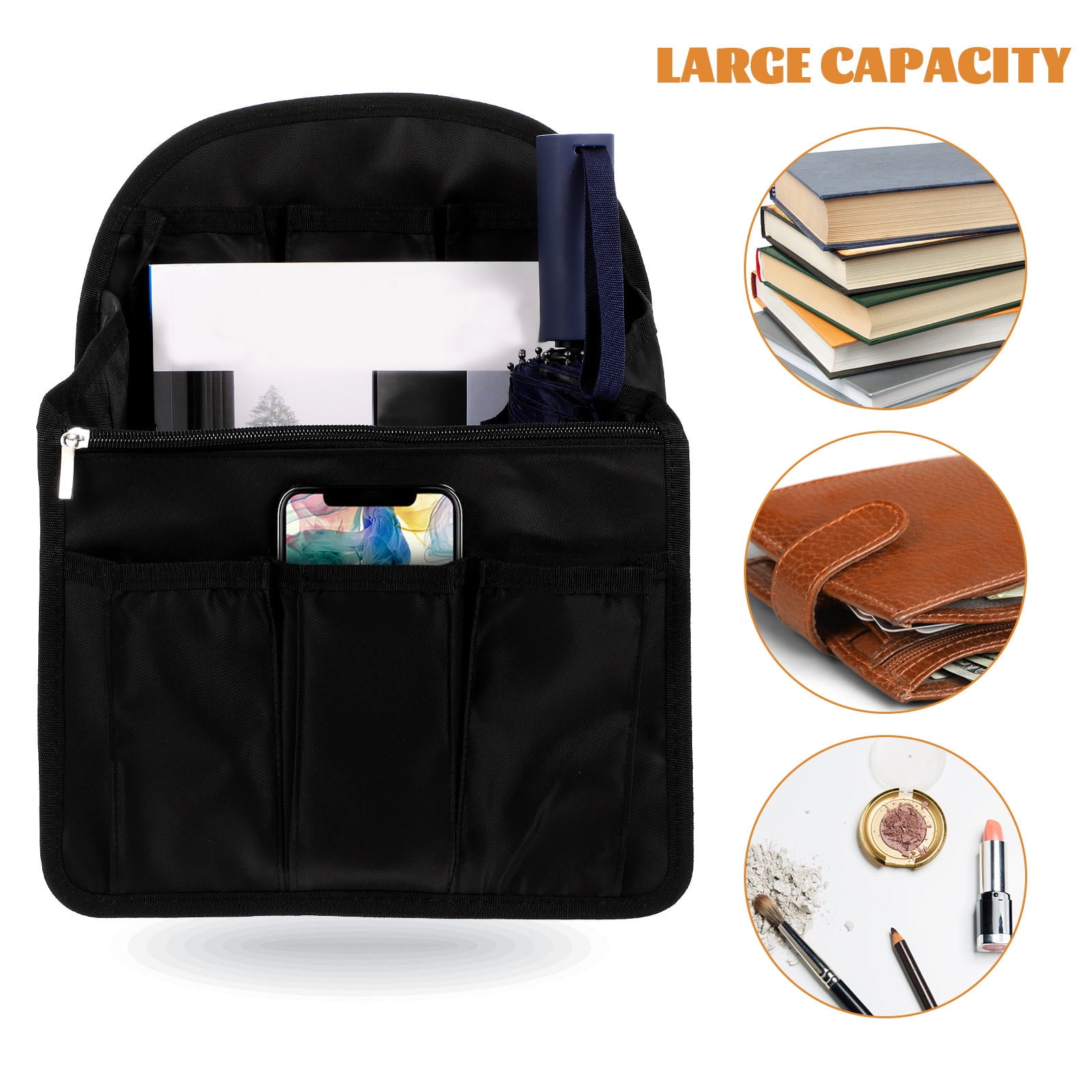 PAMINGONO Handbag Insert Pocket 1Pack Black Color for Tote Bags and ...