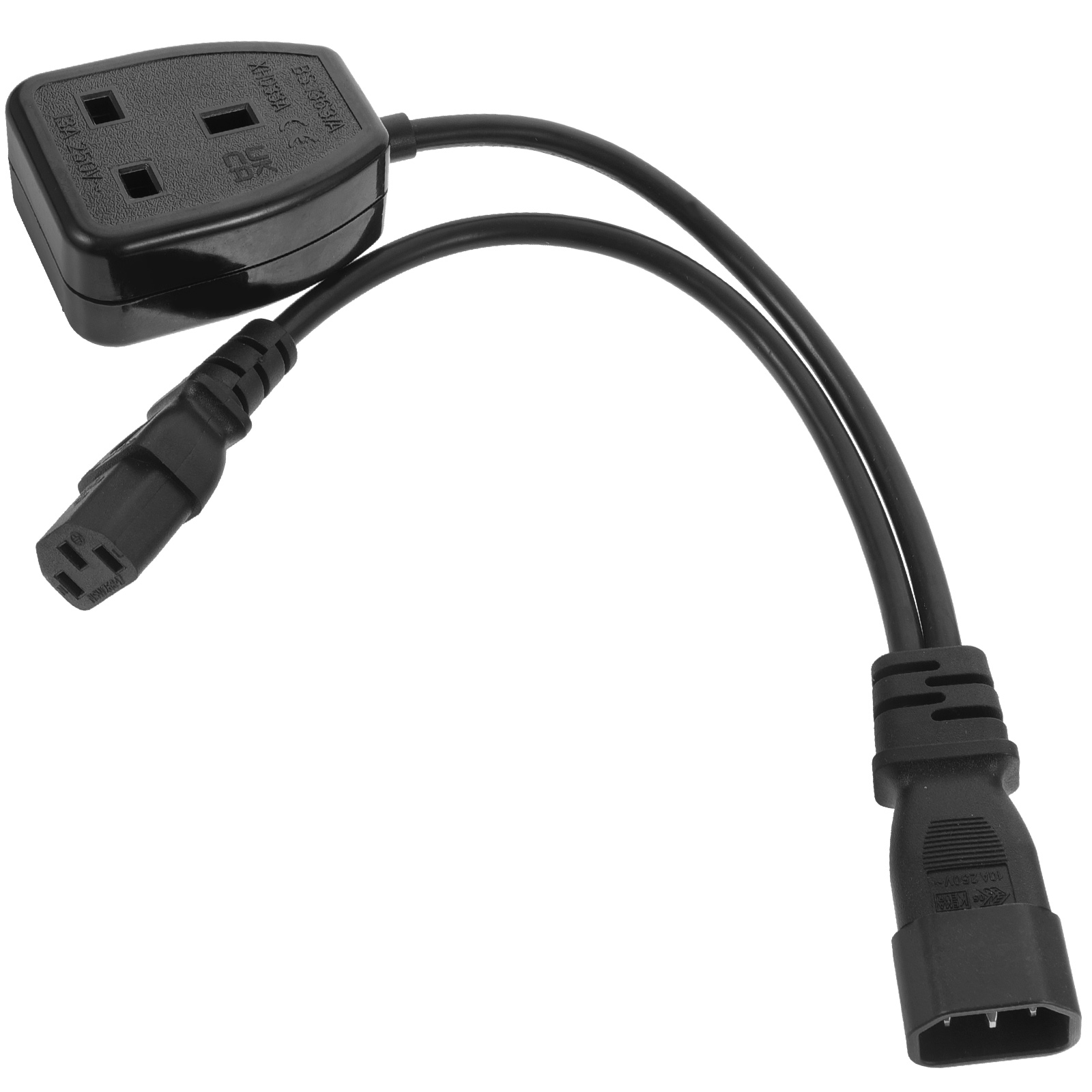 PAMINGONO Iec Power Cable Splitter Adapter Cord C14 To Uk 3 Pin C13 ...