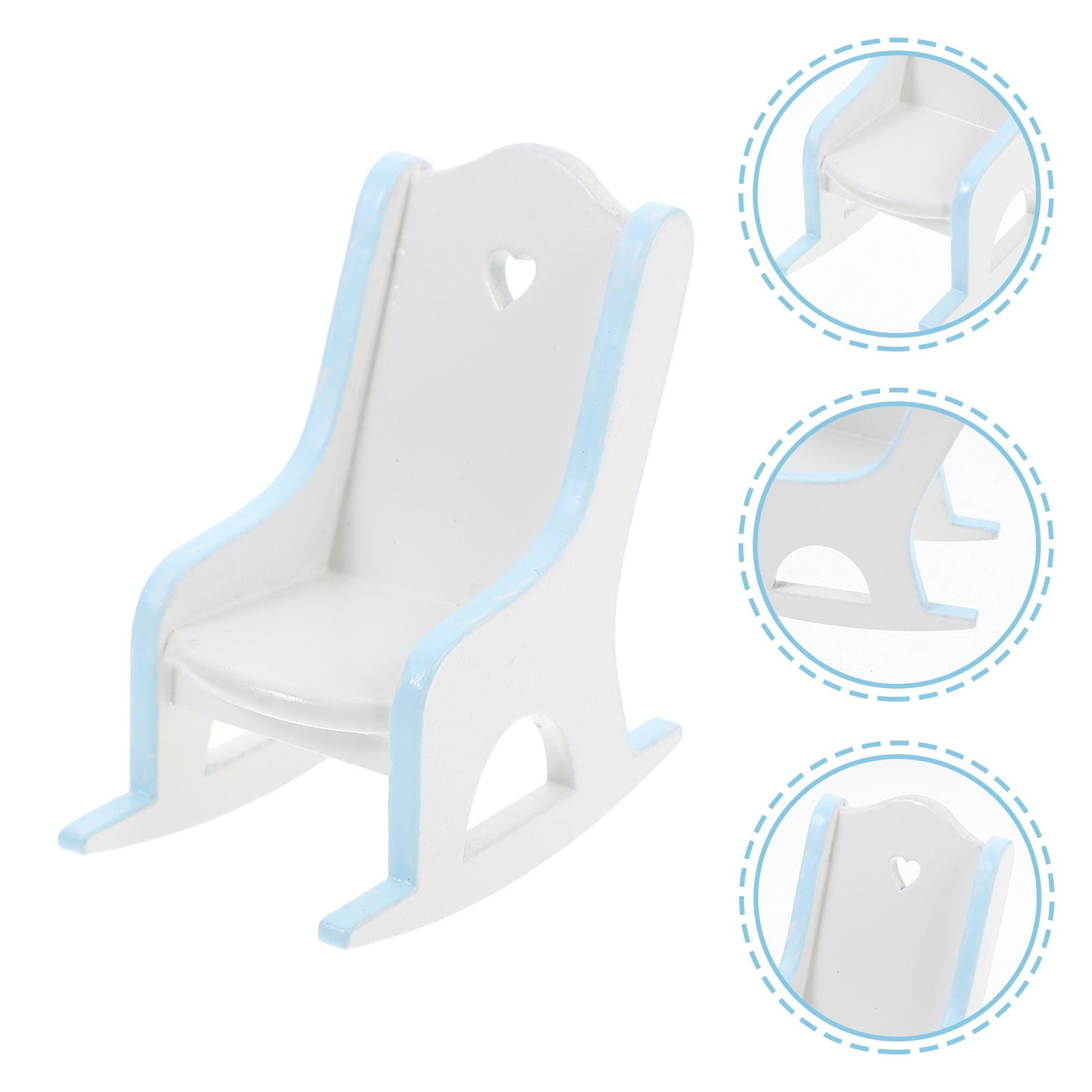 PAMINGONO Miniature Rocking-Chair 1Set Sky-Blue Doll House Chair Model ...