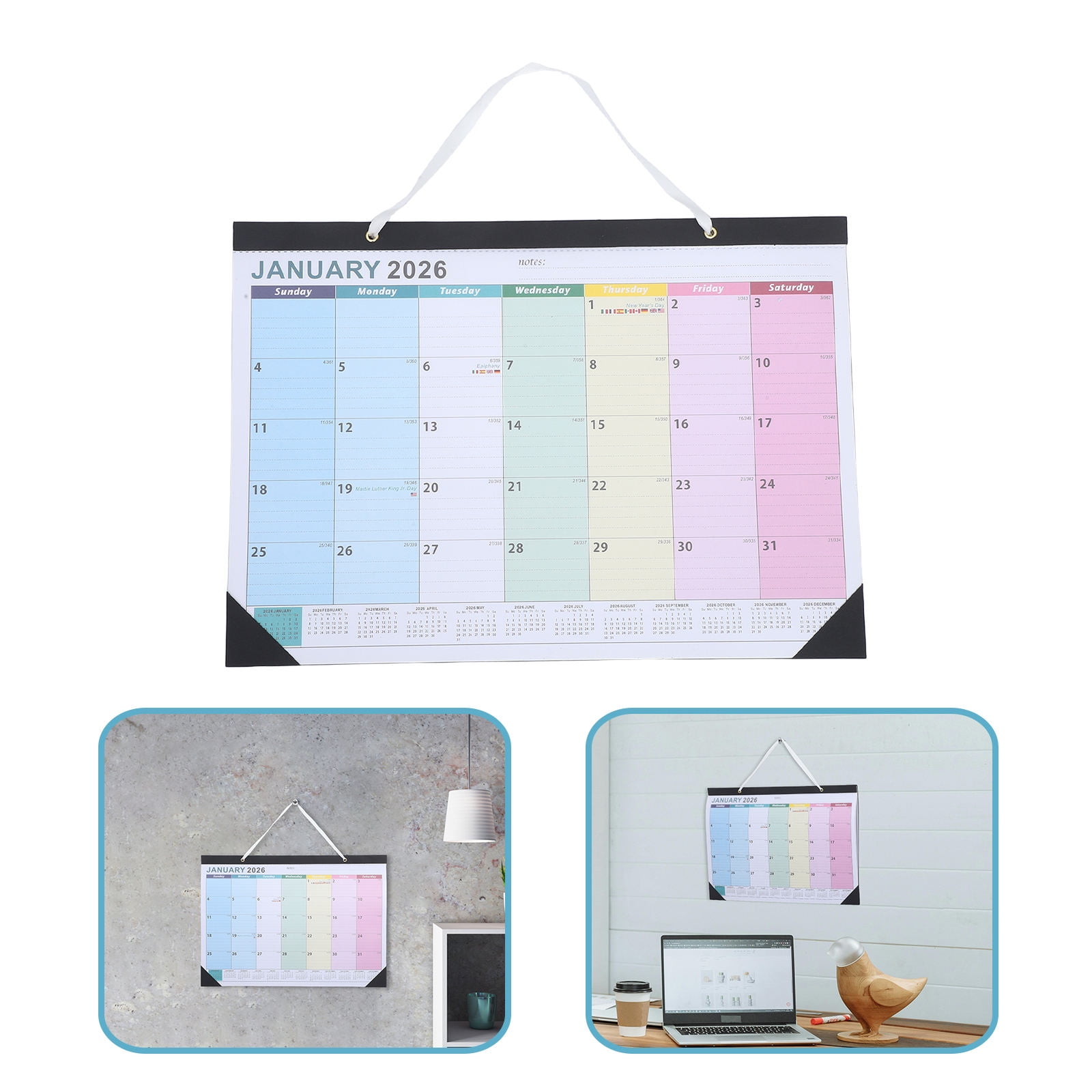 PAMINGONO 2026 Wall Calendar 18-Month Multi-Country Holiday Planner ...