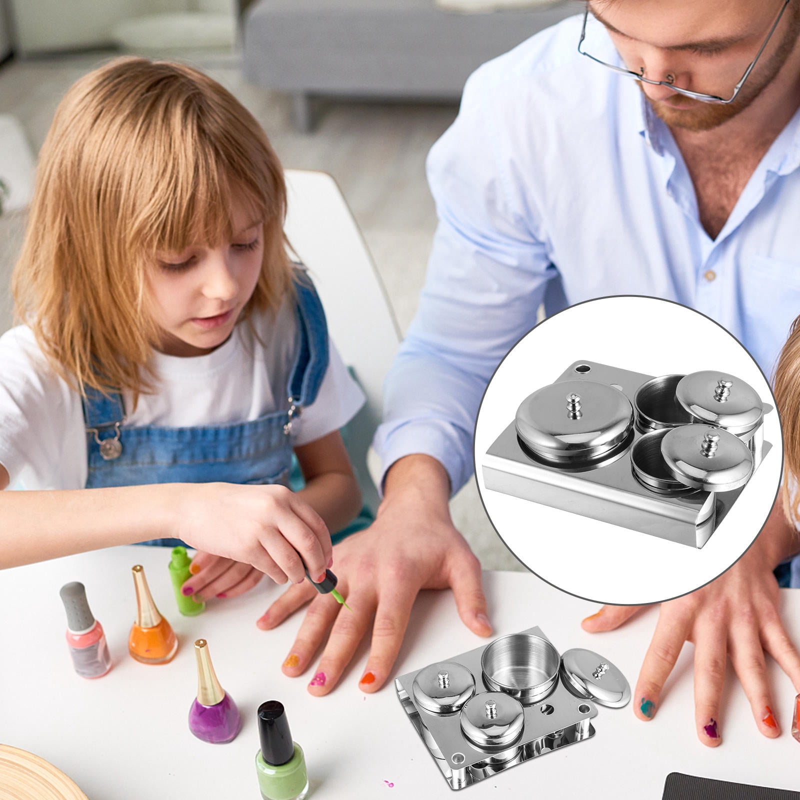 PAMINGONO Nail Accessories Nail Art Crystal Cups Silver Stainless Steel ...