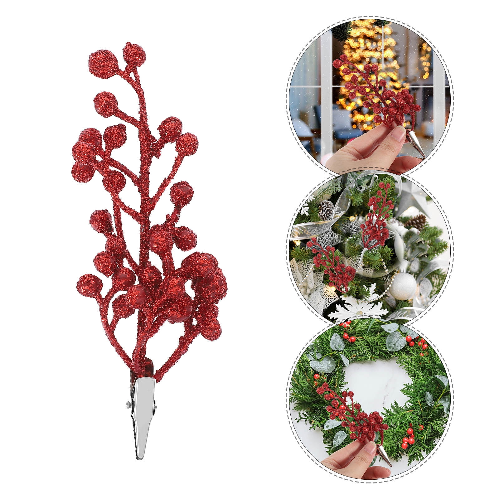 PAMINGONO Photo Props 6Pcs Red Small Berry Stems Artificial Fruit Stem ...
