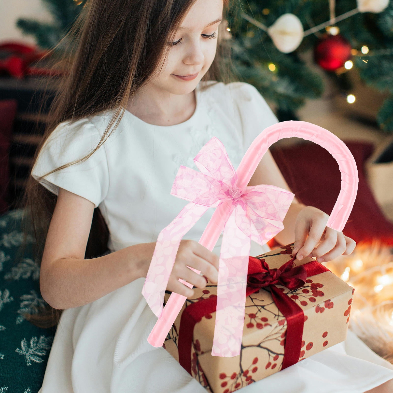 PAMINGONO Pink Tiaras for Girls Polyester Plastic Bow Cane Prop Stage ...