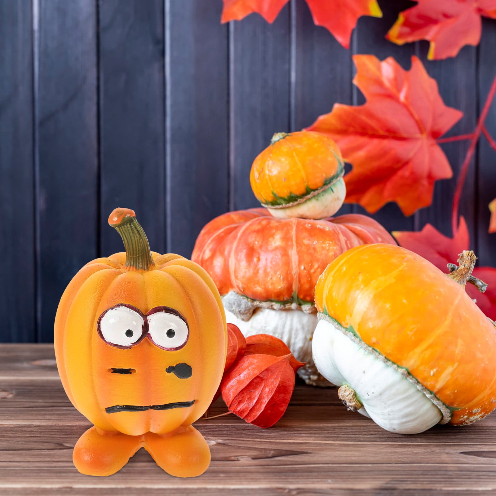 PAMINGONO Pumpkin Figure Resin 1Set Orange 9.0*3.5*3.5in Home Decor ...
