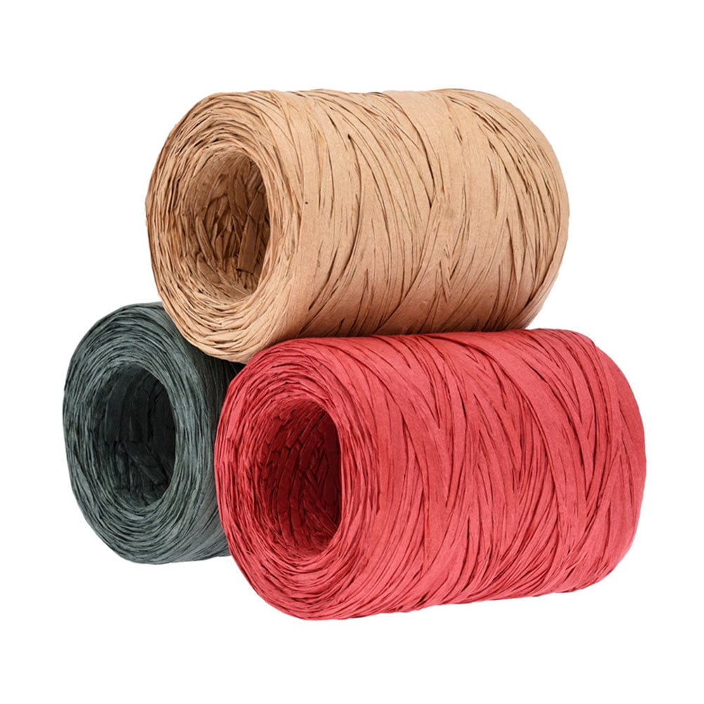 PAMINGONO Ribbon Raffia Straw String Red 3 Rolls 100m Roll - Walmart.com