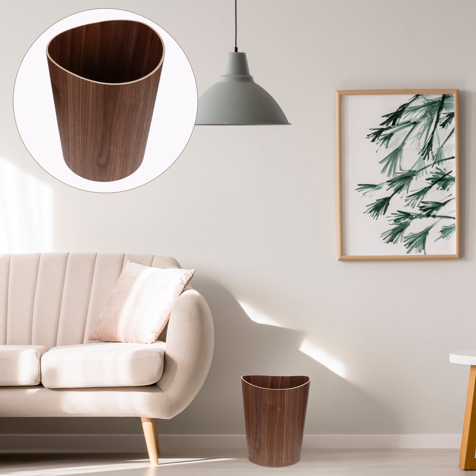 PAMINGONO Wastebasket Garbage Container Dark Walnut Wood 1Pack 11.8x9in ...