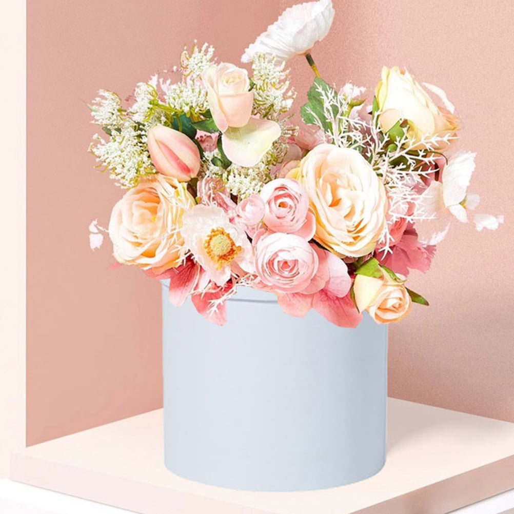 PAMINGONO Round Paper Flower Bucket 1Pack White For Floral Arrangements ...