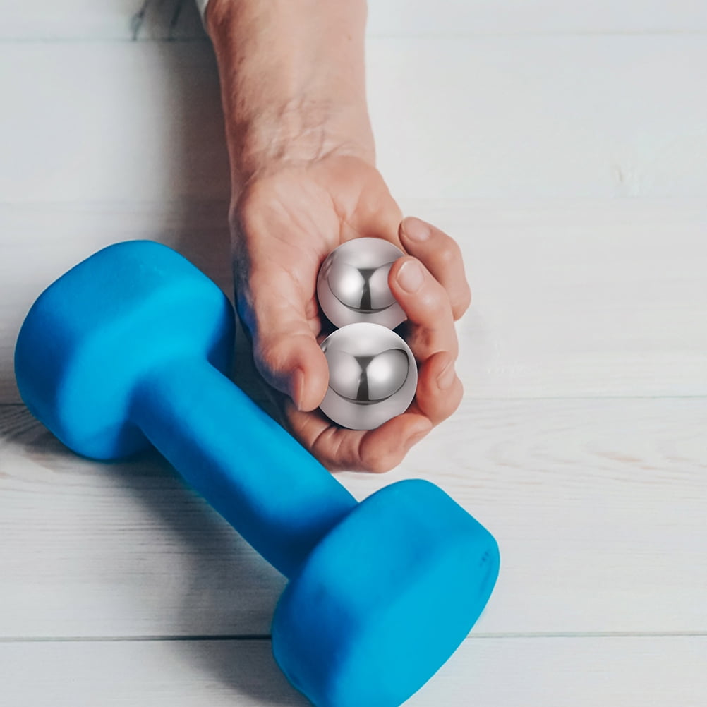 PAMINGONO Fitness Ball Hand Exercise Ball Silver Stainless Steel 1 Pair ...