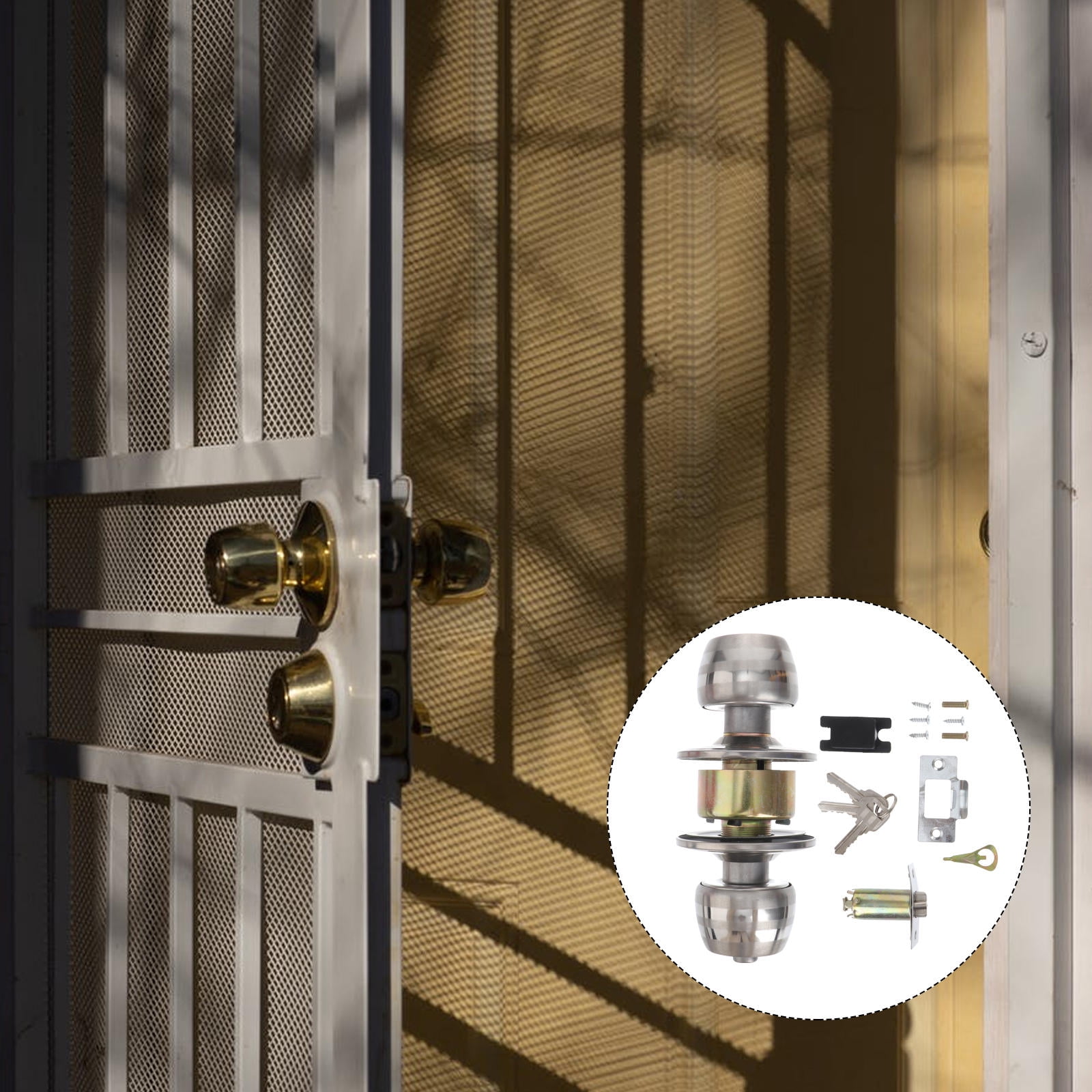 PAMINGONO Silver Spherical Lock 1 Set For Bathroom Door Locks Reliable ...