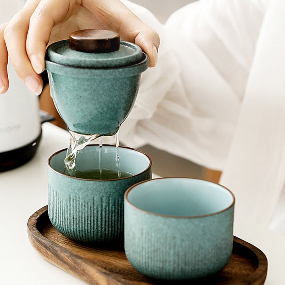 PAMINGONO Travel Tea Cup Set In Green Color Simple Design For Friends ...