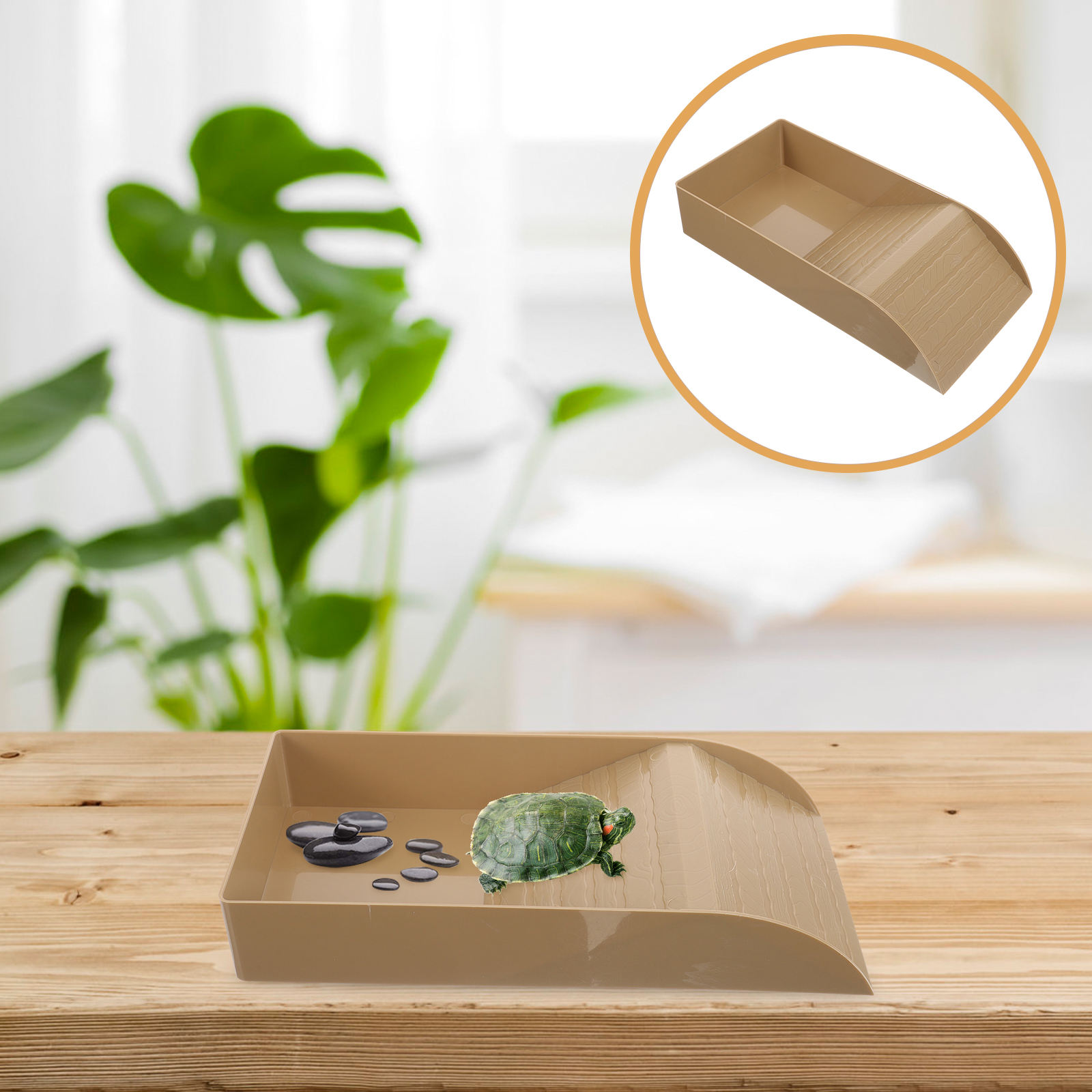 PAMINGONO Turtle Tank Supply Reptile Water Bowls 1Set 11.8x5.9in ...