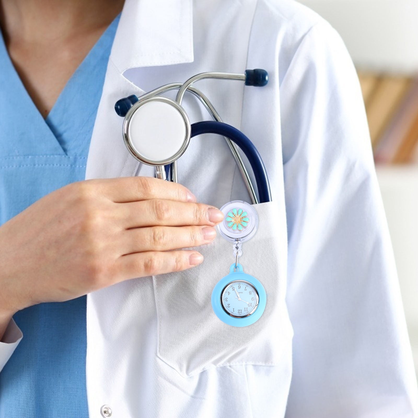 PAMINGONO Useful Nurse Watch Clip-on Pocket Timer with Clear Glass for ...