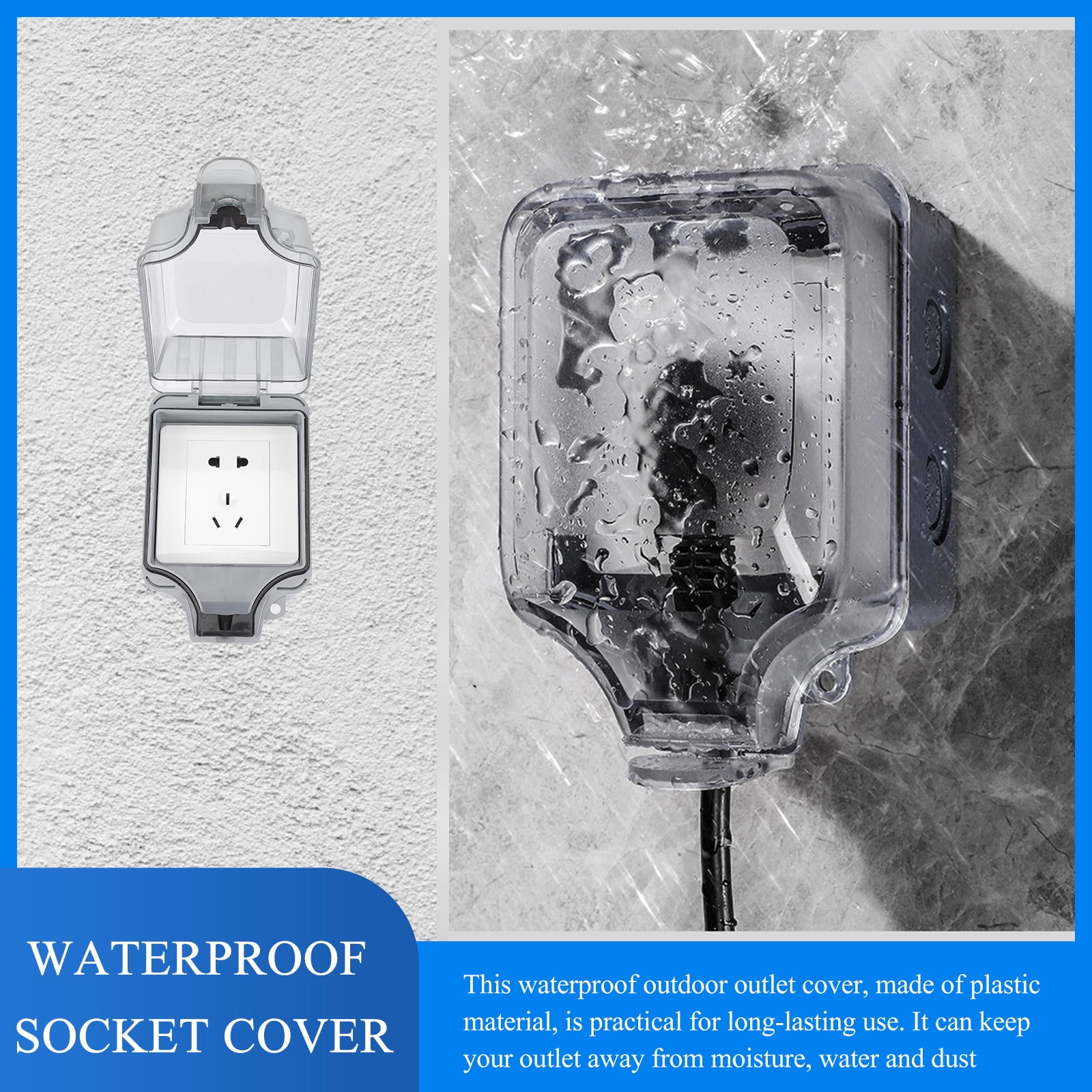 PAMINGONO Weatherproof Outdoor Socket Cover 1Set with Transparent Lid ...