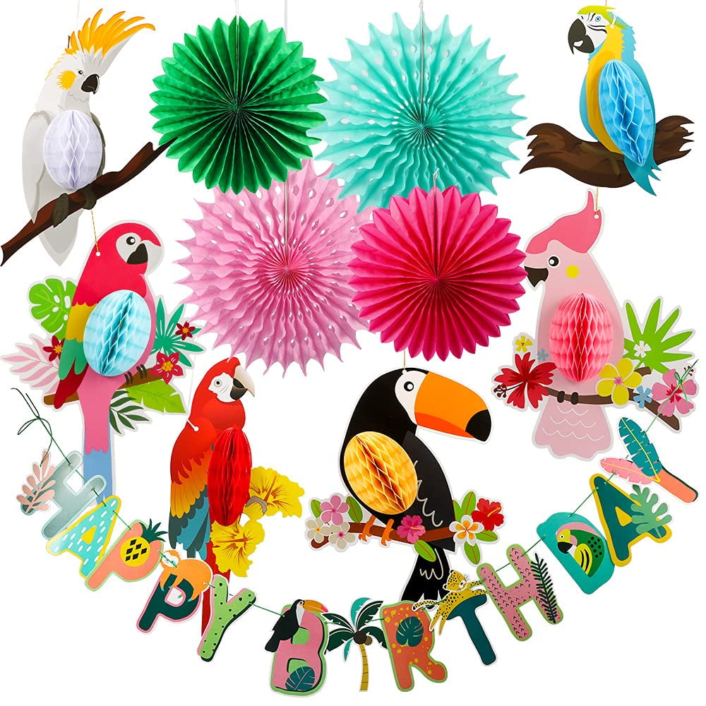 PAMISO Tropical Birds SCH4 Party Supplies, Hanging Parrot Paper ...
