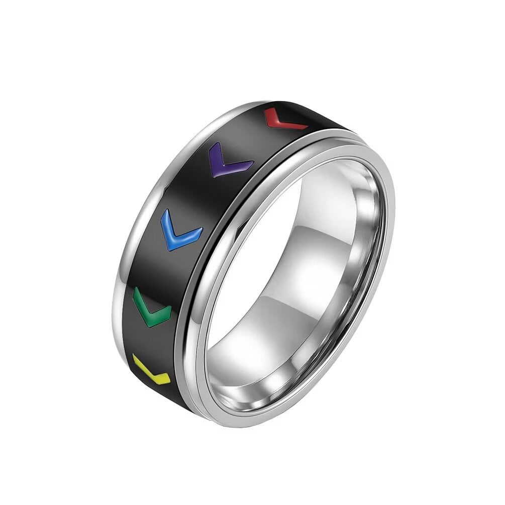 PAMTIER 8MM Unisex Stainless Steel Gays and LGBT Pride Arrow Shaped ...
