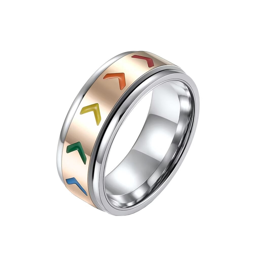 PAMTIER 8MM Unisex Stainless Steel Gays and LGBT Pride Arrow Shaped ...