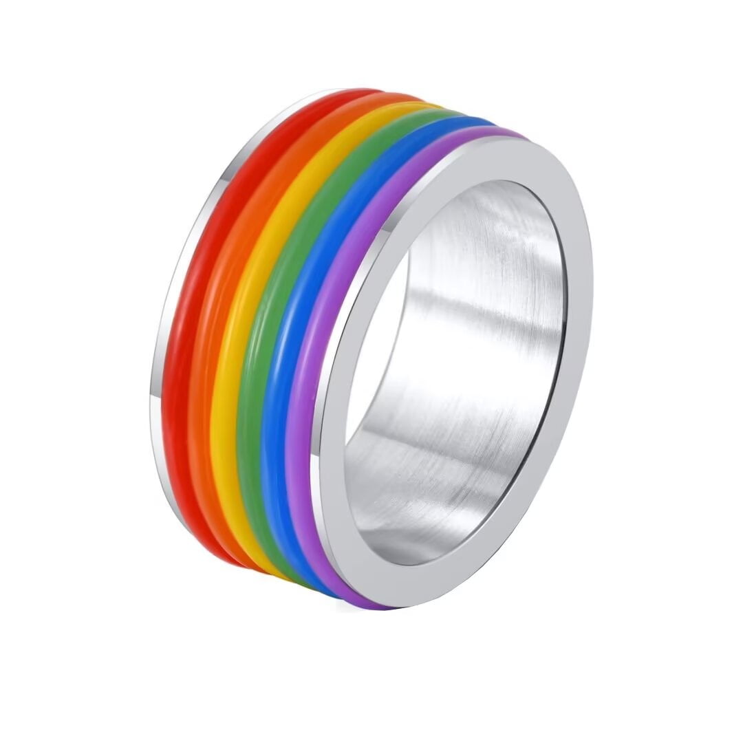 PAMTIER 9MM Unisex Simple Style Stainless Steel Gays and LGBT Pride ...