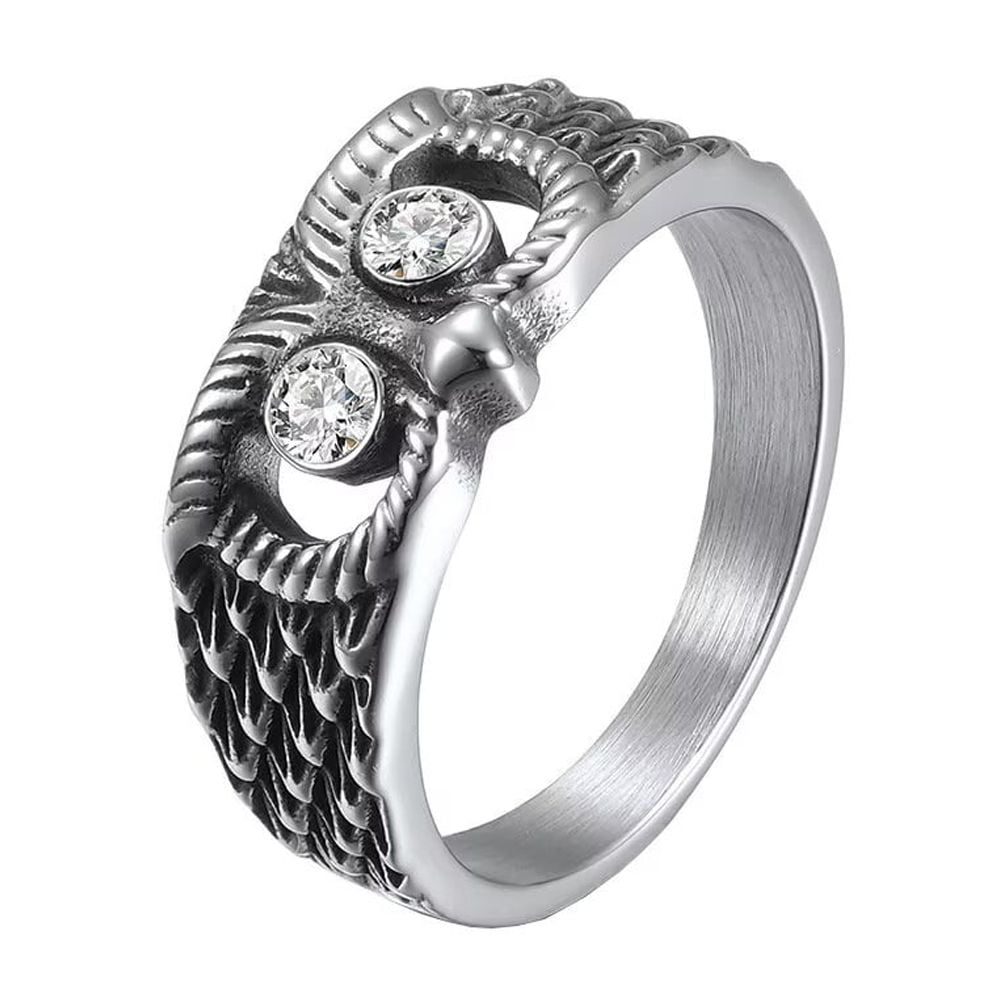 PAMTIER 9MM Unisex Stainless Steel Vintage Gothic Demon Eye Owl Head ...