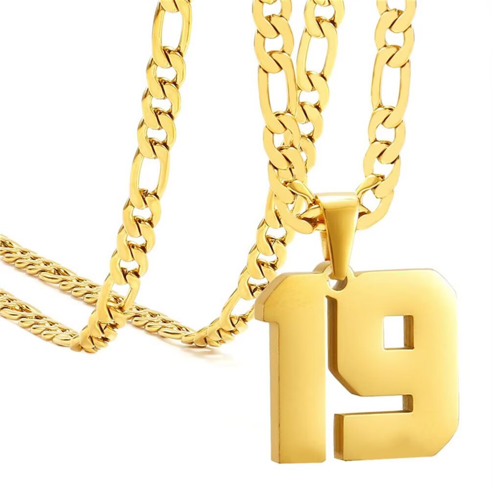 PAMTIER Athletes Number 0-99 Pendant Necklace for Men Women Stainless ...