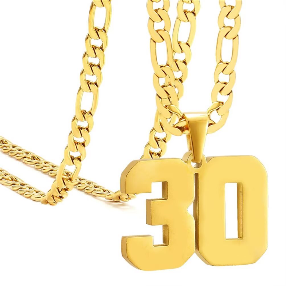 PAMTIER Athletes Number 0-99 Pendant Necklace for Men Women Stainless ...
