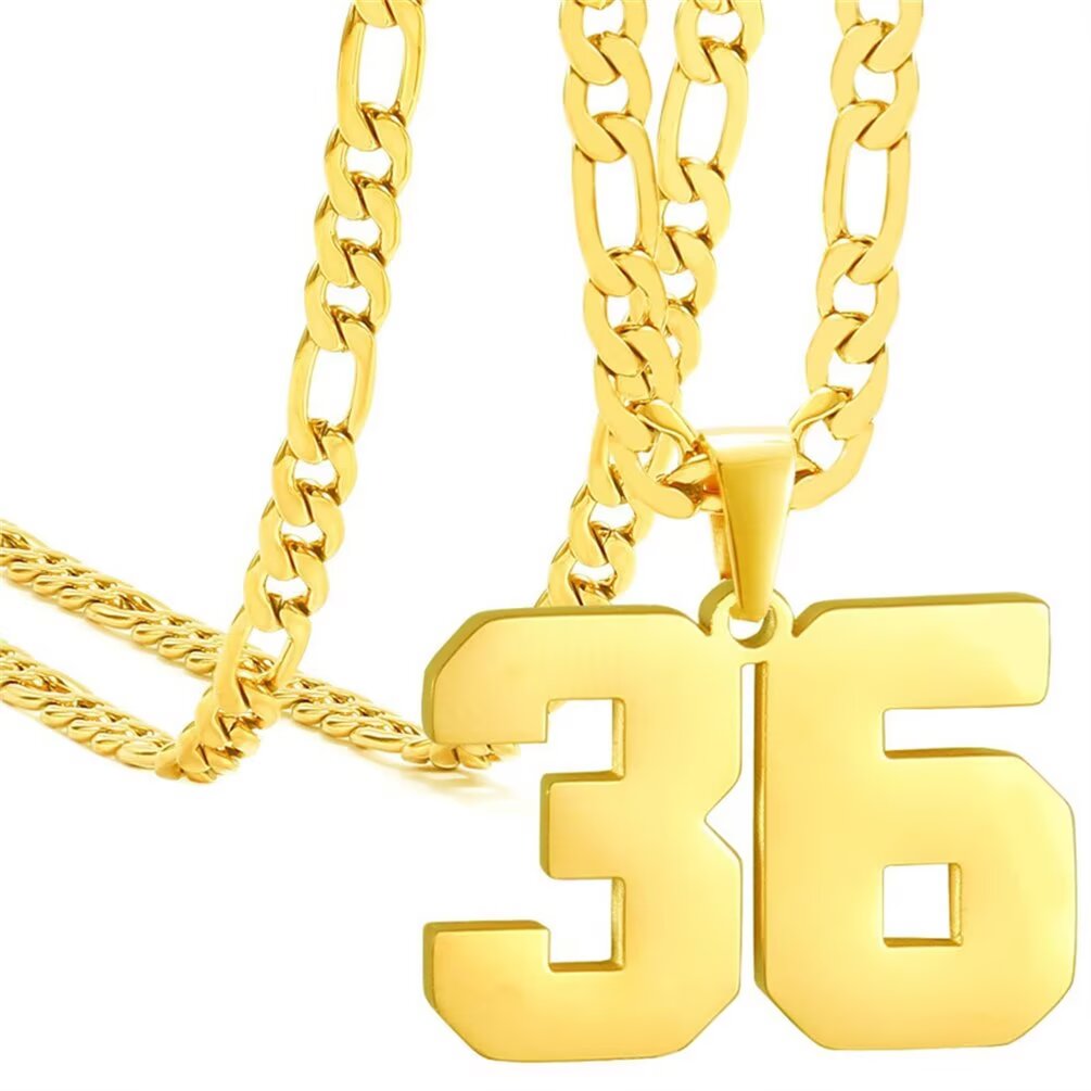 PAMTIER Athletes Number 0-99 Pendant Necklace for Men Women Stainless ...