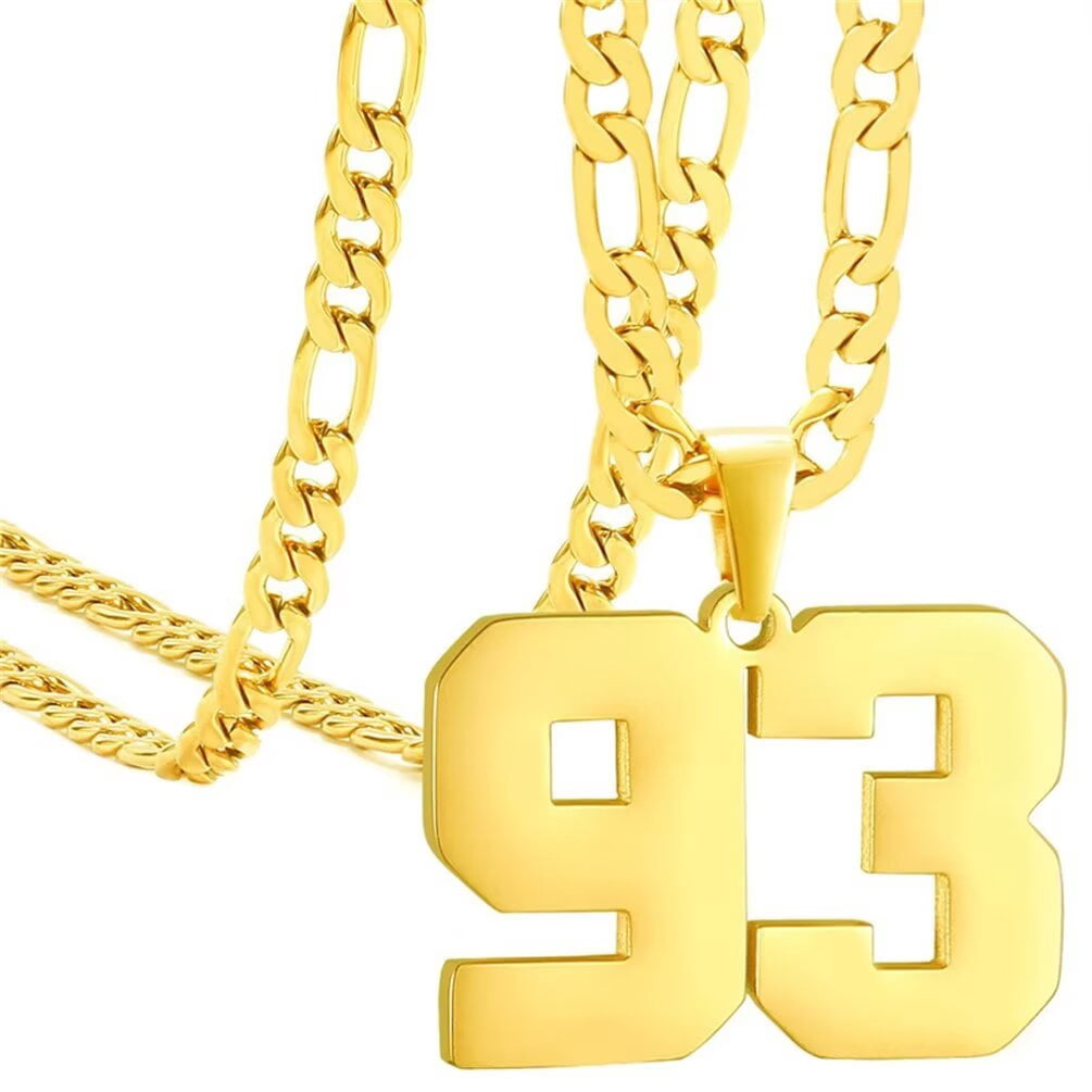 PAMTIER Athletes Number 0-99 Pendant Necklace for Men Women Stainless ...
