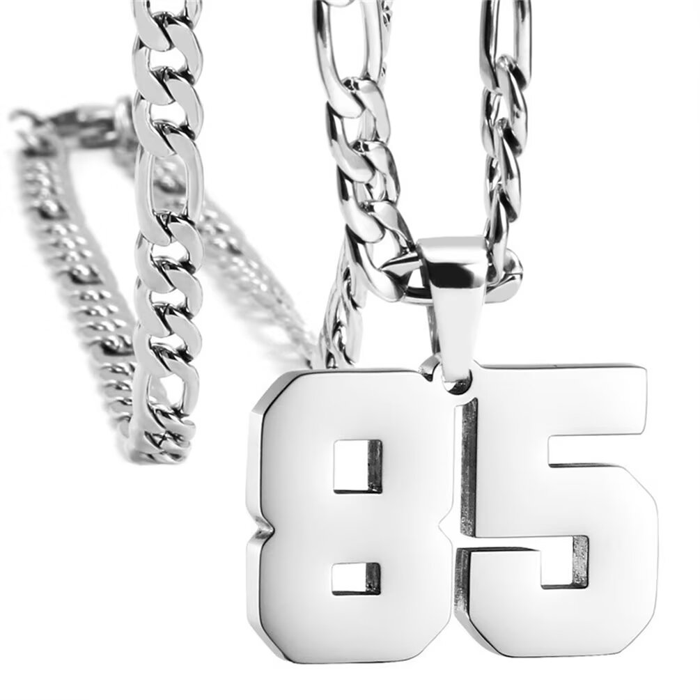PAMTIER Athletes Number 0-99 Pendant Necklace for Men Women Stainless ...