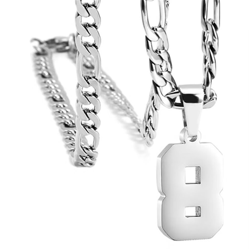 PAMTIER Athletes Number 0-99 Pendant Necklace for Men Women Stainless ...