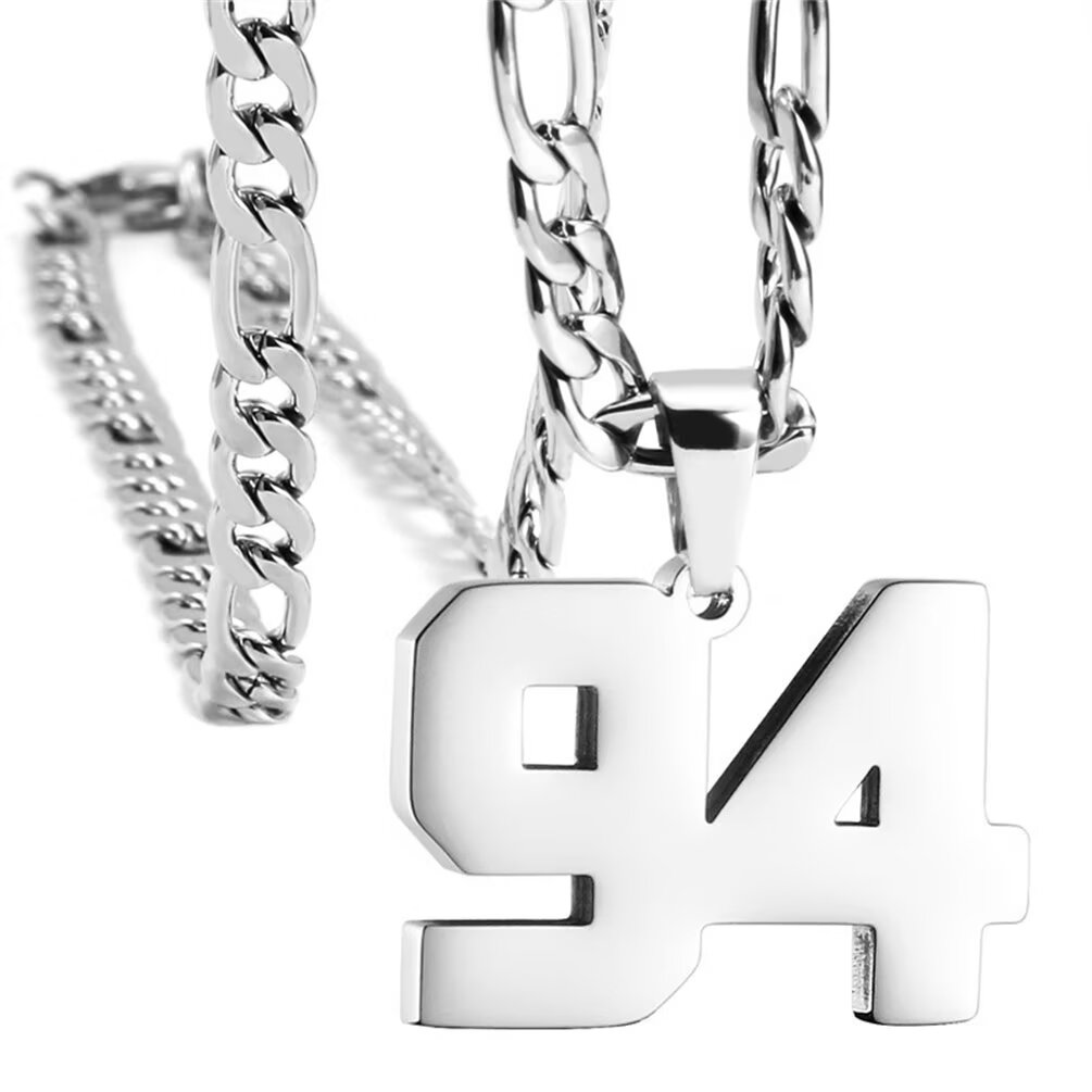 PAMTIER Athletes Number 0-99 Pendant Necklace for Men Women Stainless ...