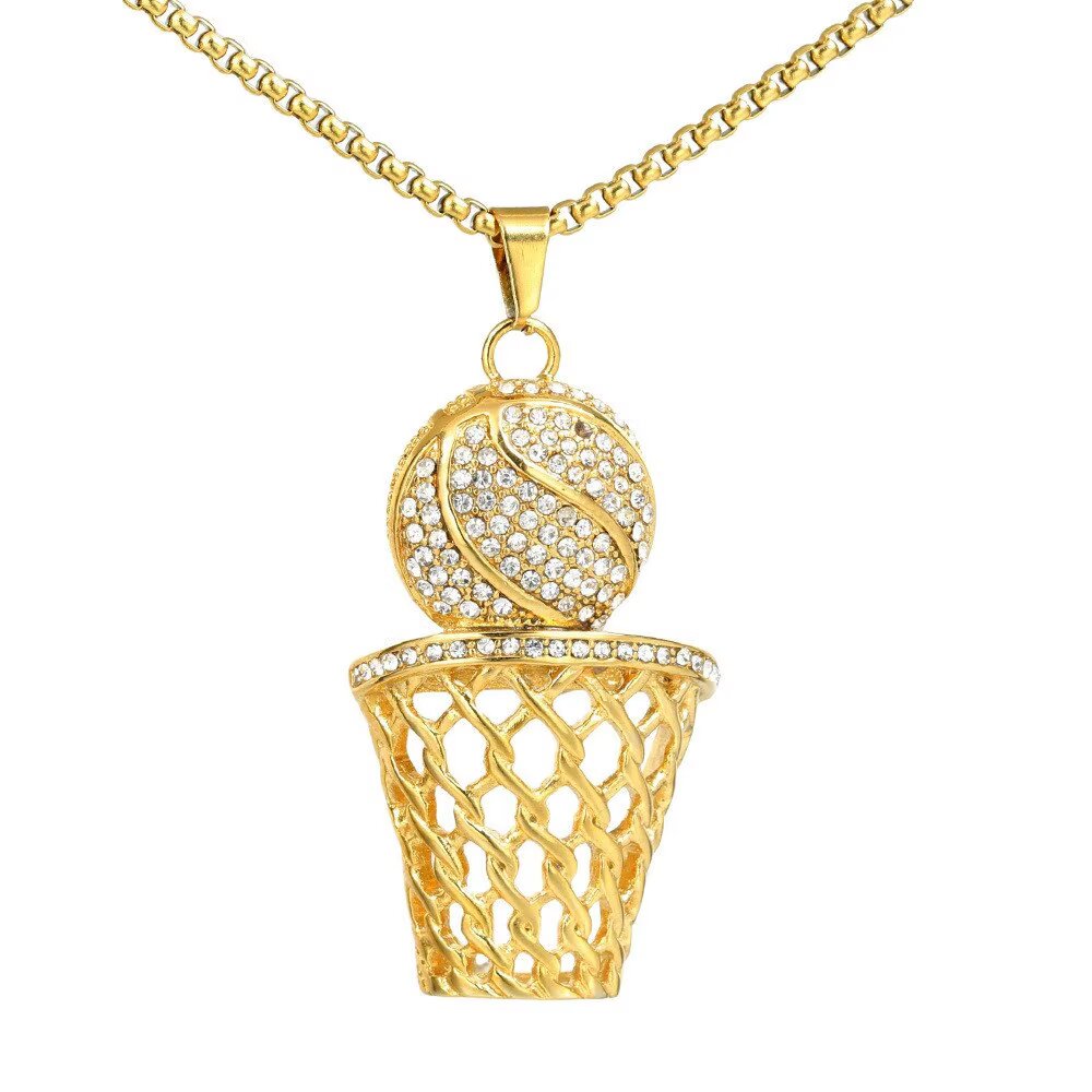 PAMTIER Men Stainless Steel Hip Hop Cool Sports Basketball Hoop Basket ...