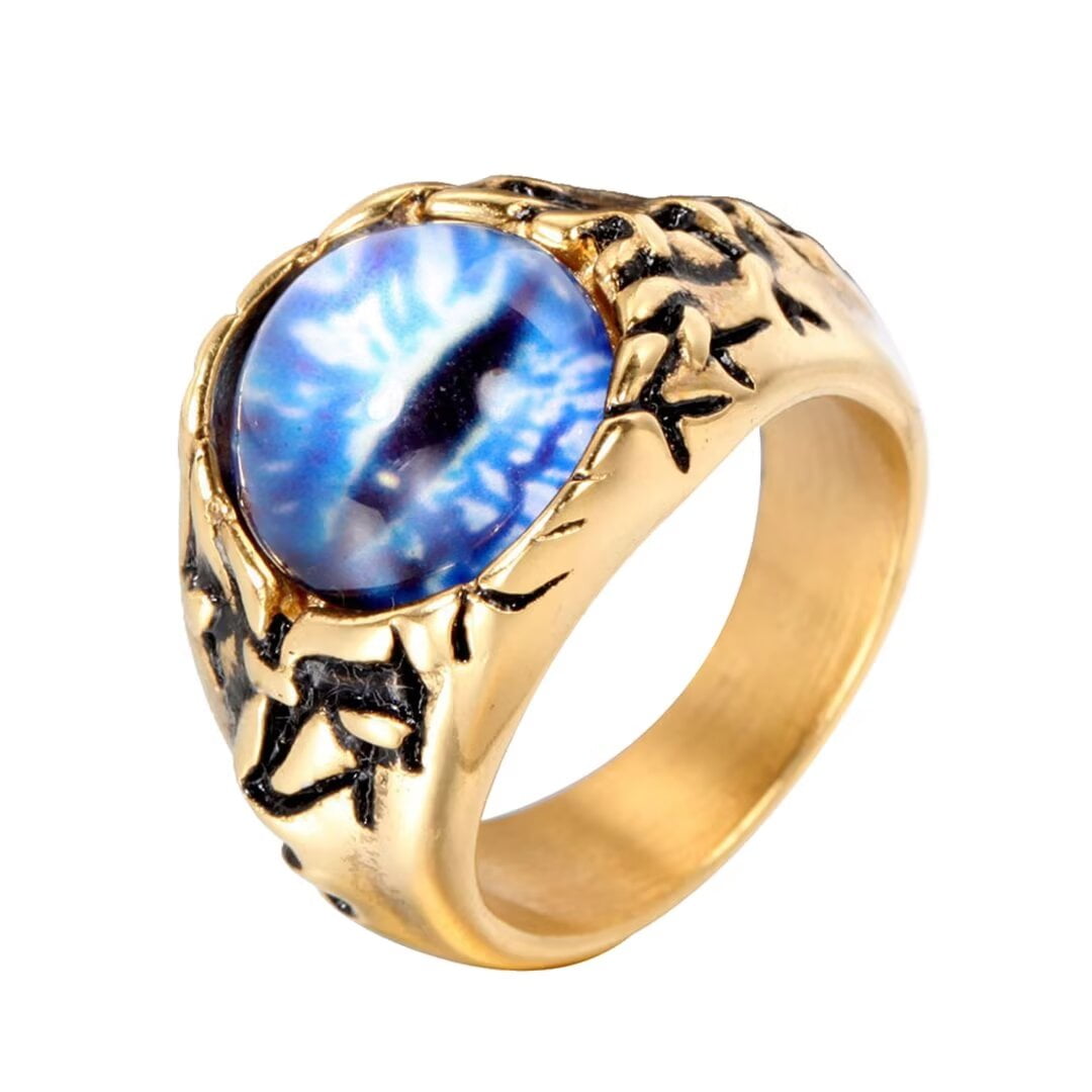 PAMTIER Men Stainless Steel Retro Punk Evil Devil Bloody Blue Eye ...