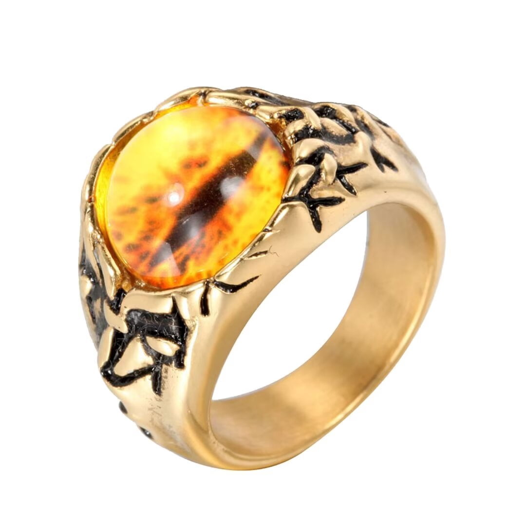 PAMTIER Men Stainless Steel Retro Punk Evil Devil Bloody Yellow Eye ...