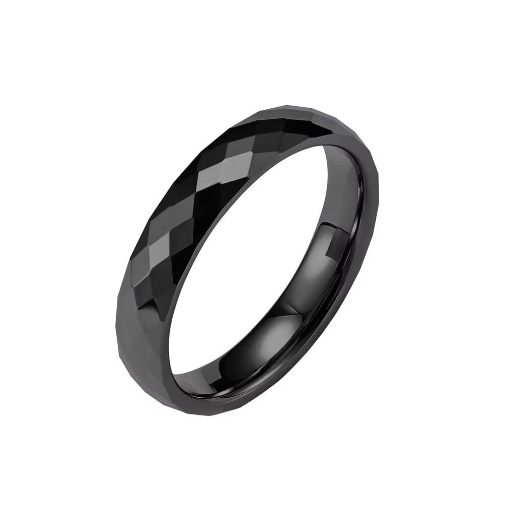 PAMTIER Men's 4mm Tungsten Steel Classic Simple Domed Rhombus Multi ...