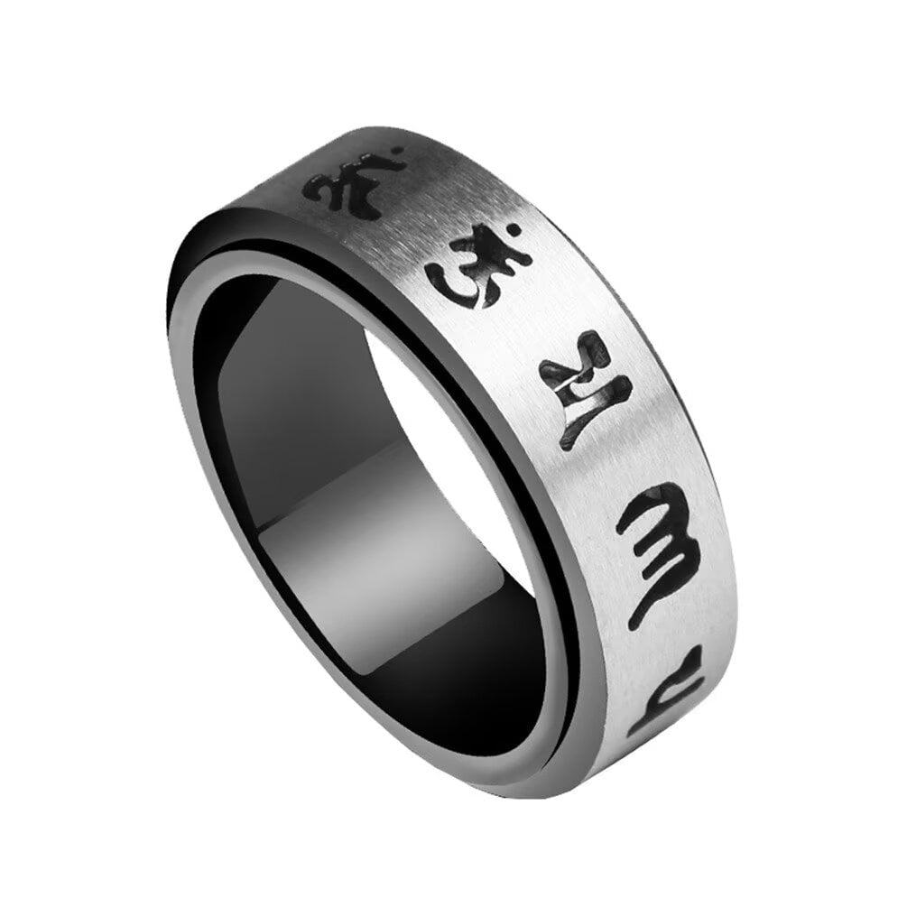 PAMTIER Men's 8mm Lucky Hollow Stainless Steel Buddhist Six Word Mantra ...