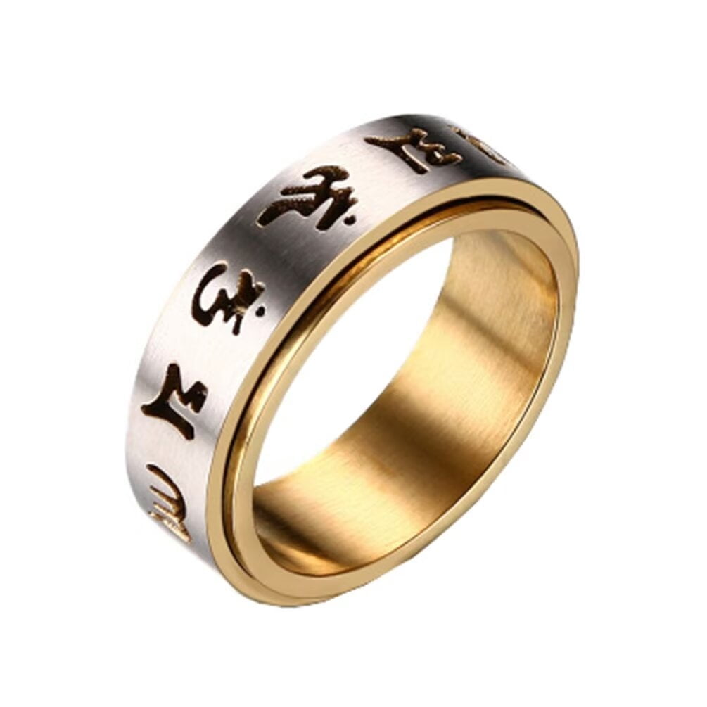 PAMTIER Men's 8mm Lucky Hollow Stainless Steel Buddhist Six Word Mantra ...