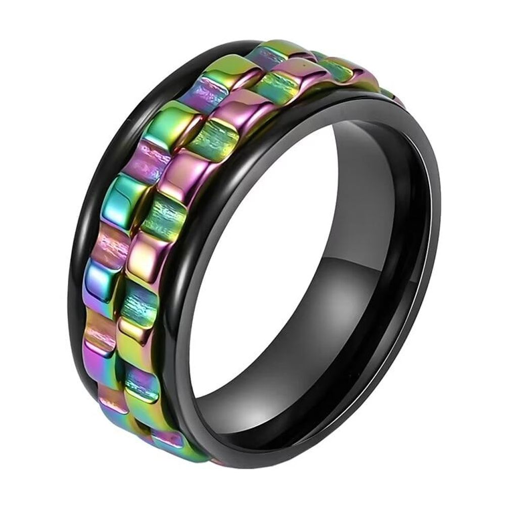 PAMTIER Men's 8mm Stainless Steel Personality Hip Hop Cool Heavy Brick ...