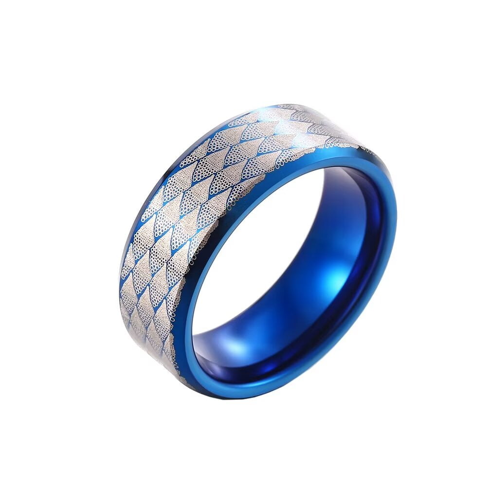 PAMTIER Men's 8mm Tungsten Steel Punk Dome Cool Personality Gradient ...