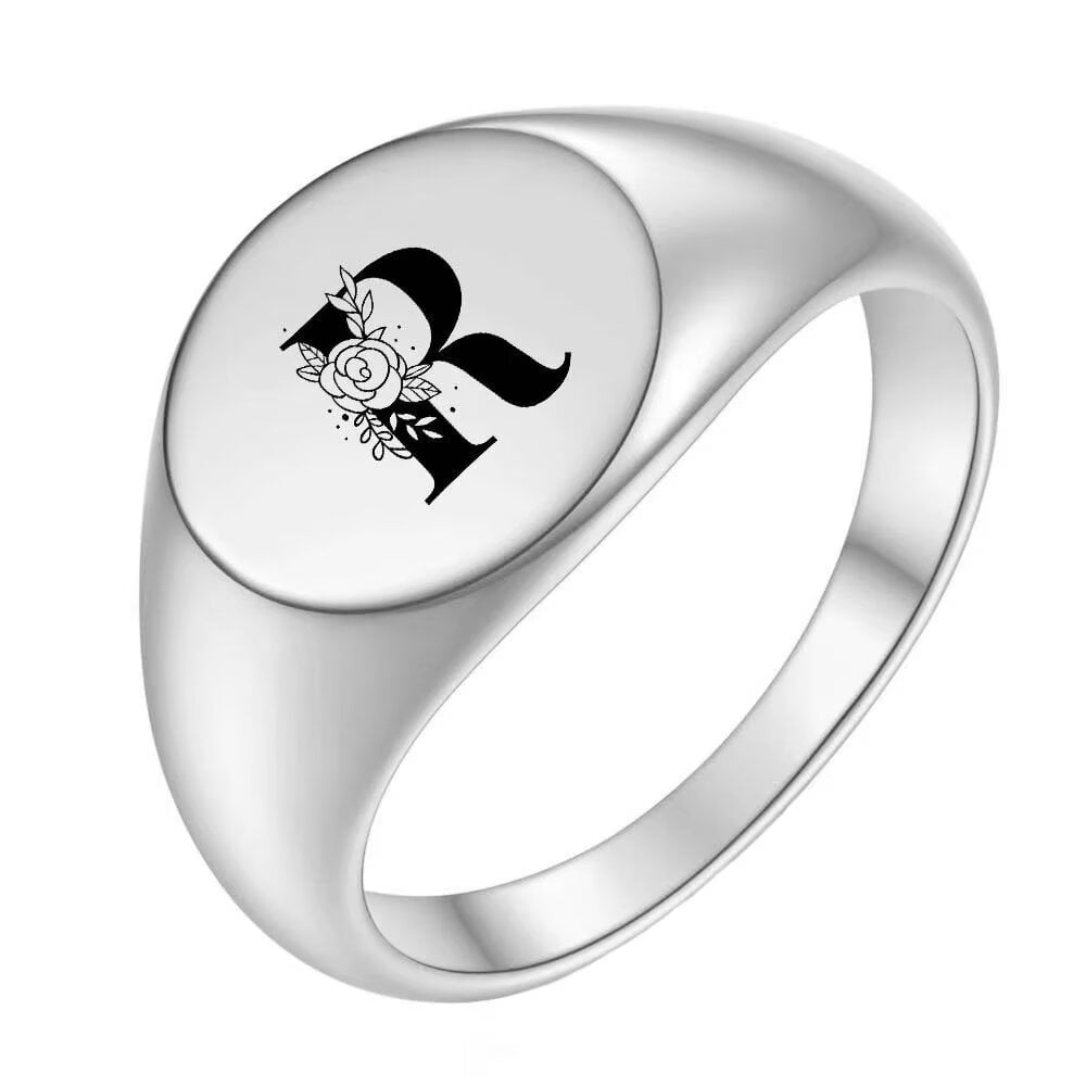 PAMTIER Mens Womens Stainless Steel 12MM Round Simple 26 Initials ...