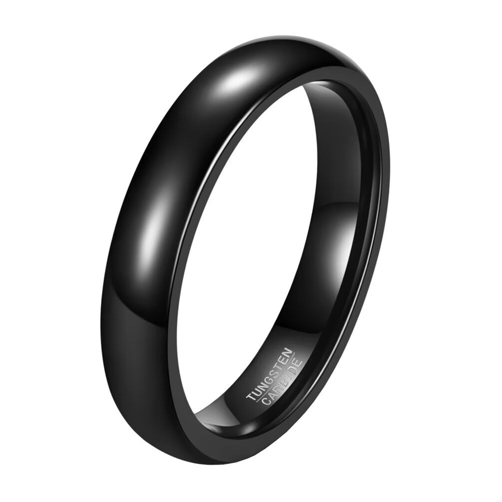 PAMTIER Men's Classic Cool 4MM Glossy Plain Dome Tungsten Carbide Slim ...