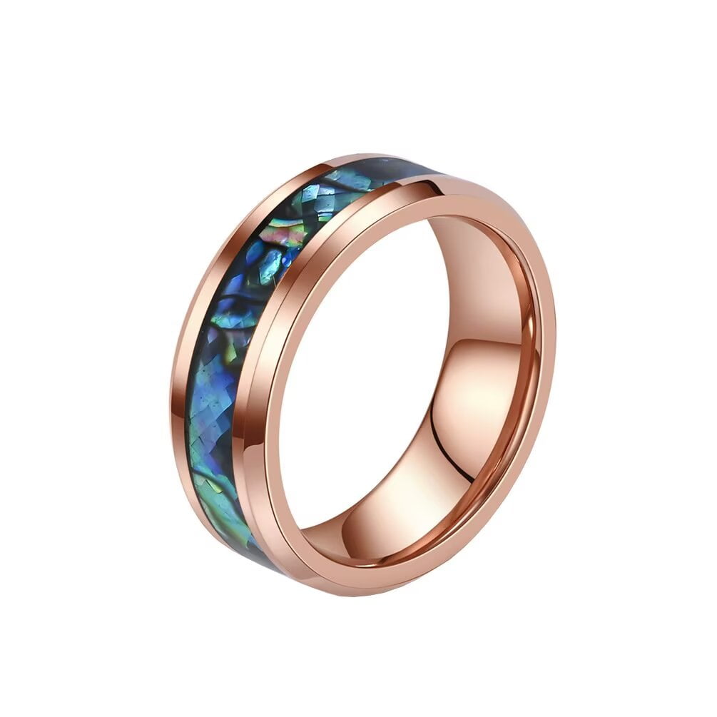 PAMTIER Men's Personality Cool 8MM Rainbow Abalone Shells Inlay ...