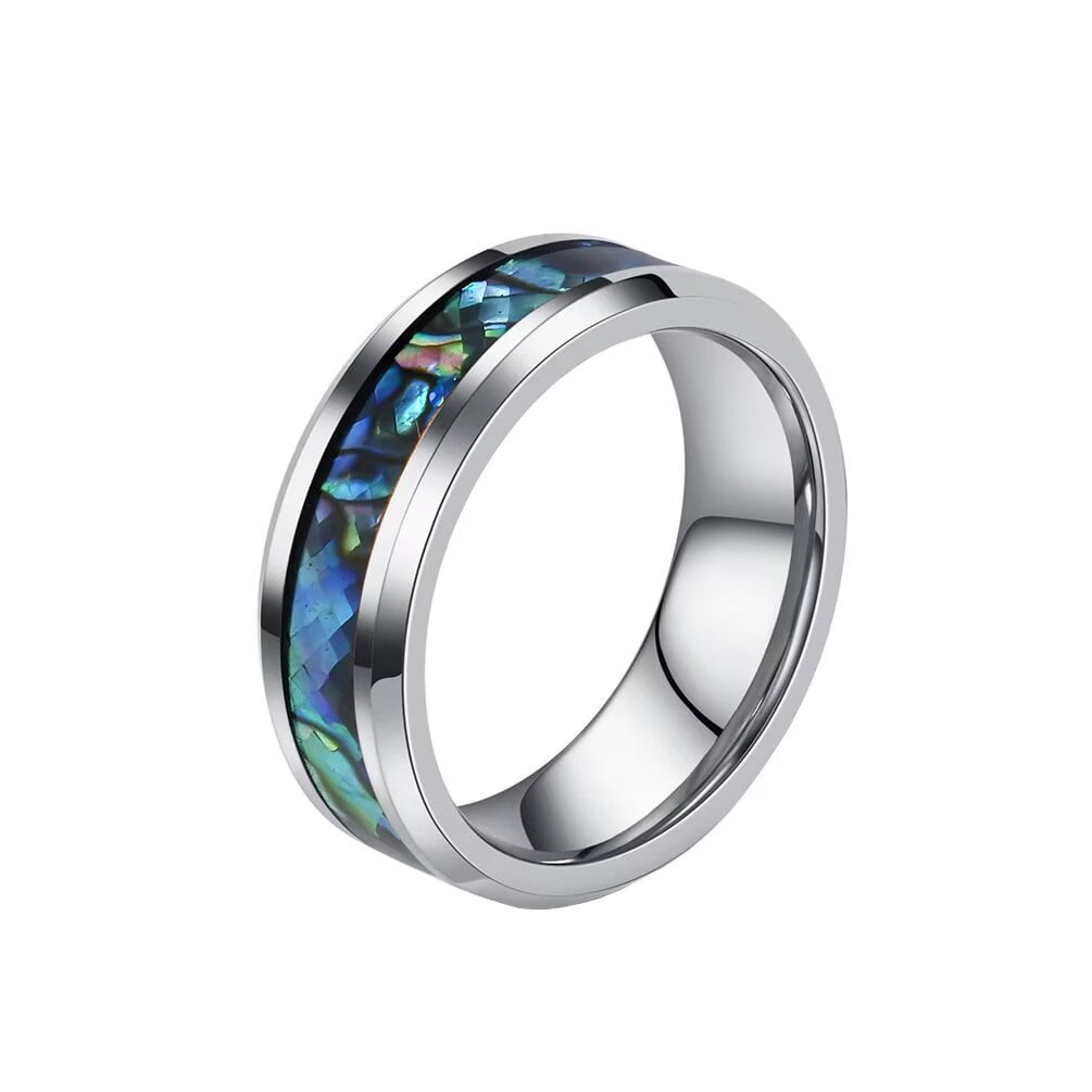 PAMTIER Men's Personality Cool 8MM Rainbow Abalone Shells Inlay ...