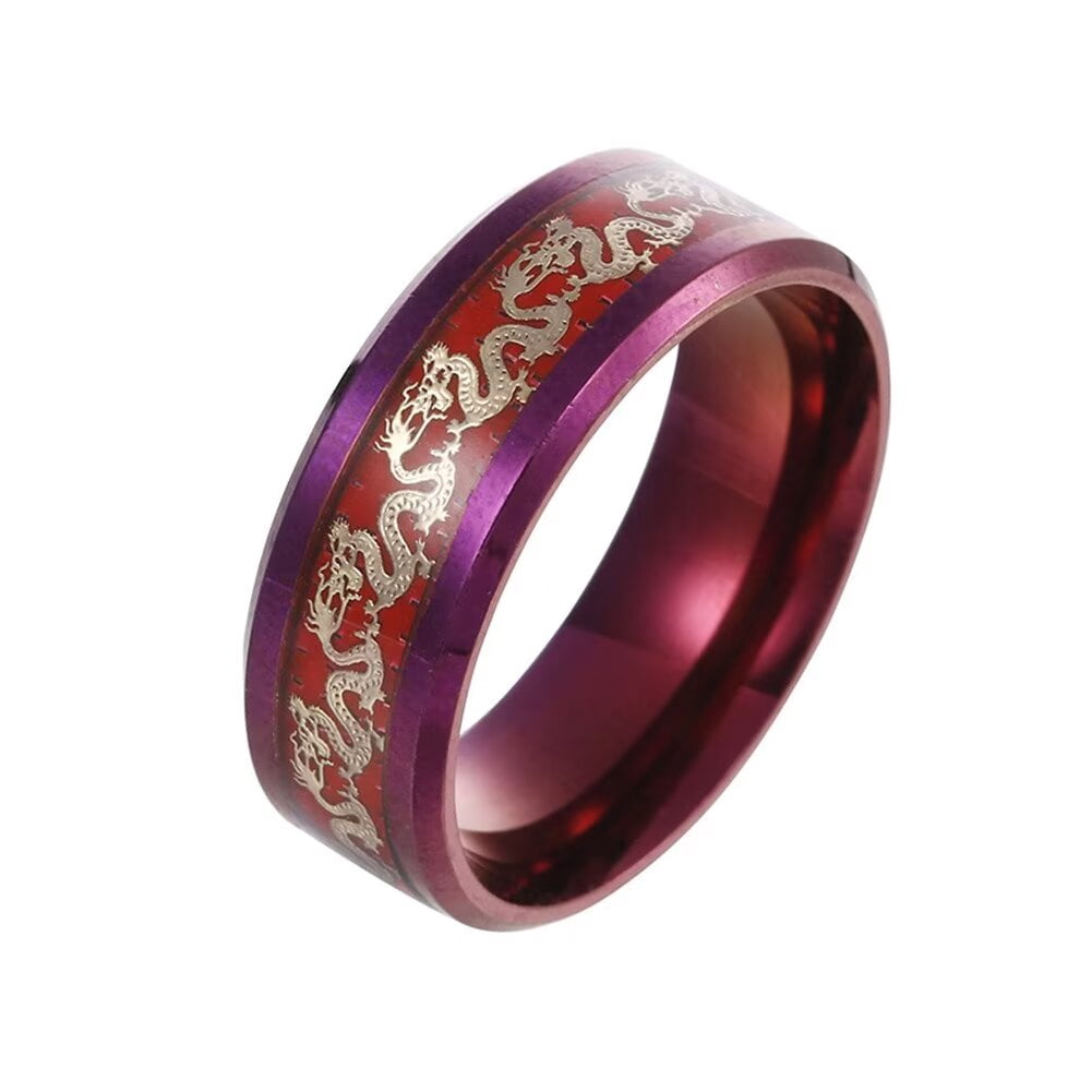 PAMTIER Men's Stainless Steel 8MM High Polished Animal Dragon Wedding ...