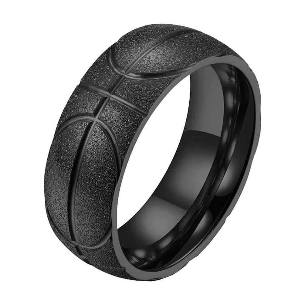 PAMTIER Men's Stainless Steel 8MM Hip Hop Classic Carving Basketball ...