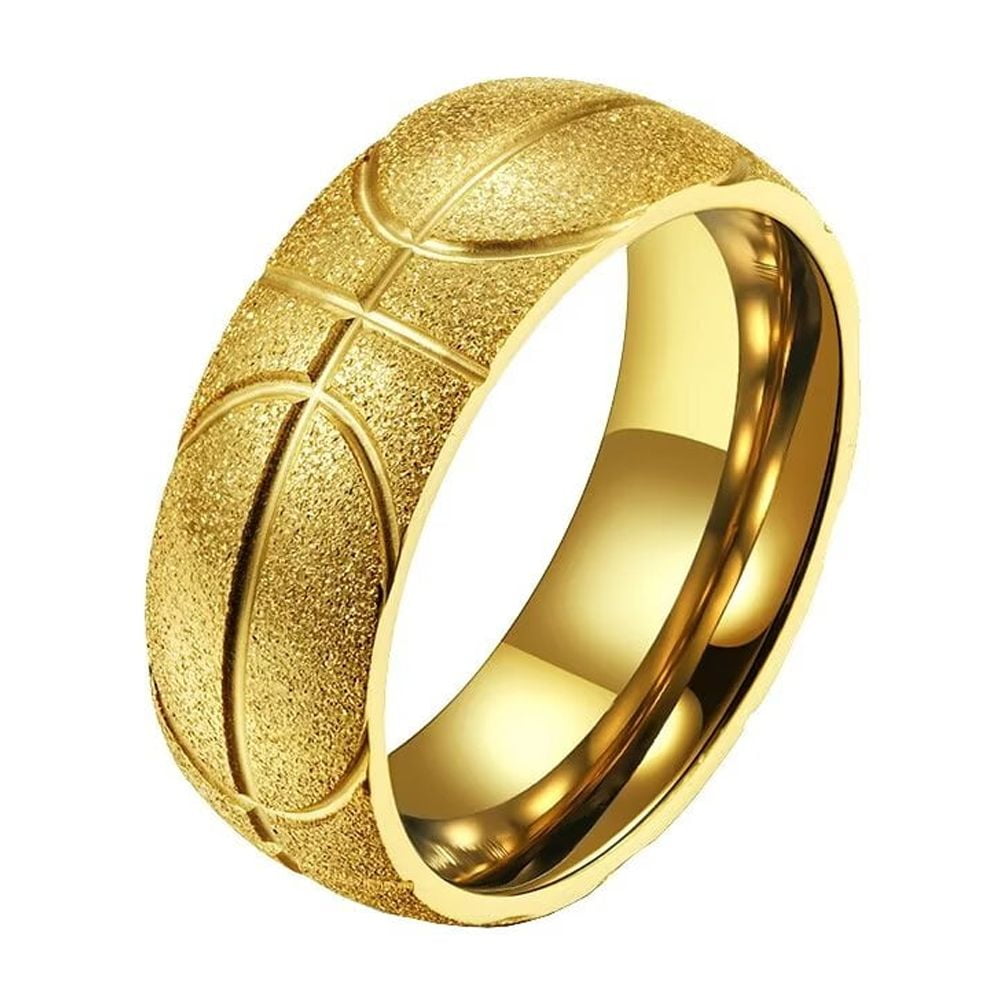 PAMTIER Men's Stainless Steel 8MM Hip Hop Classic Carving Basketball ...