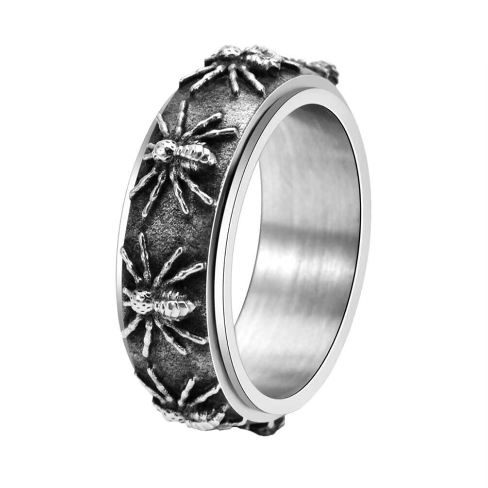 PAMTIER Men's Stainless Steel Anxiety Relief Vintage Rotatable Hip Hop ...