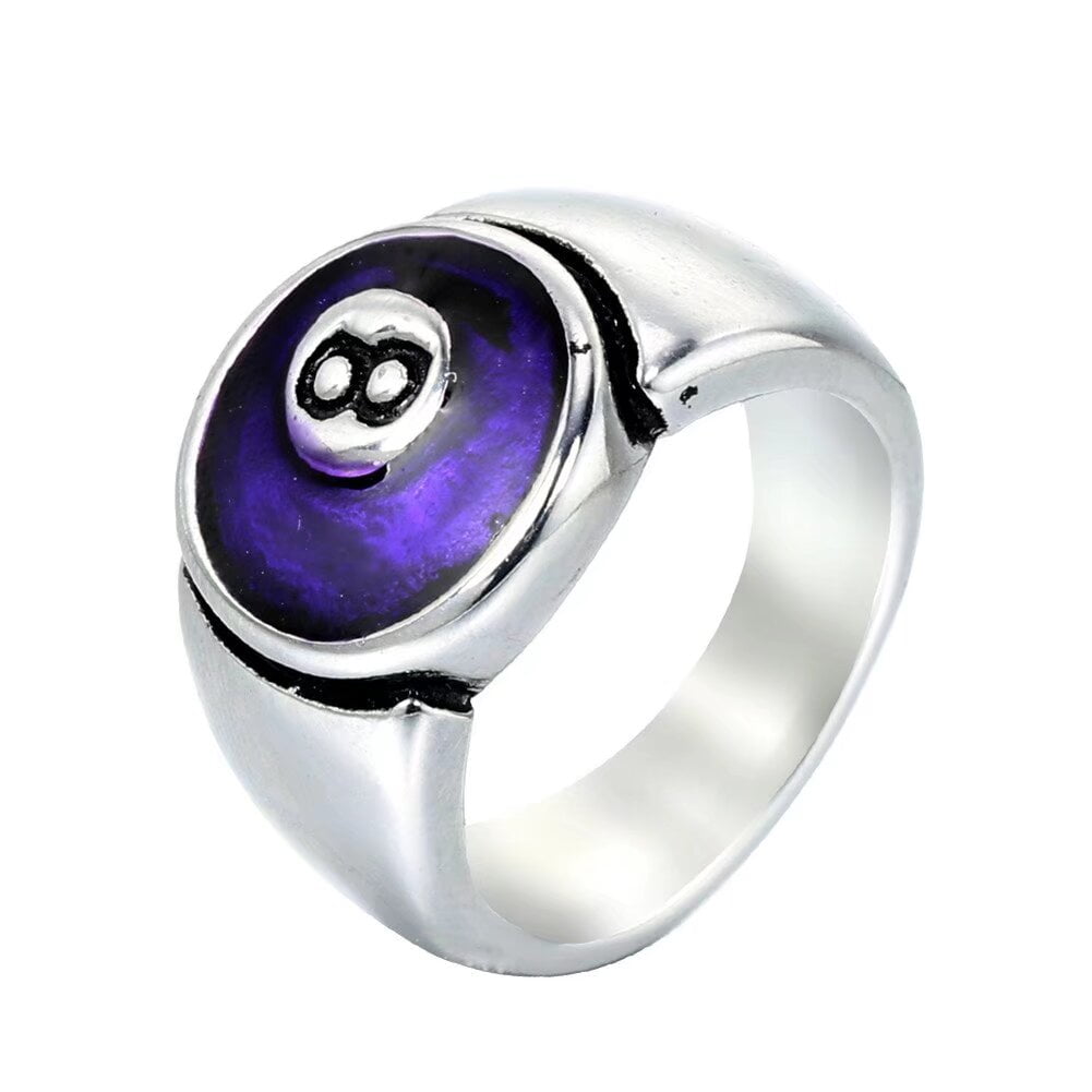 PAMTIER Men's Stainless Steel Billiard 8 Ball Signet Lucky Gothic Biker ...
