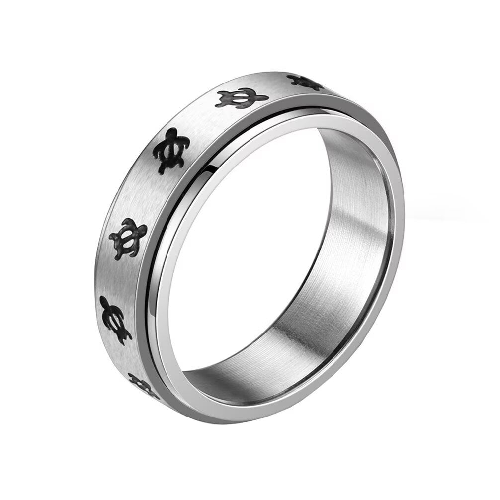 PAMTIER Men's Stainless Steel Creative Rotatable Sketch Cute Turtle ...