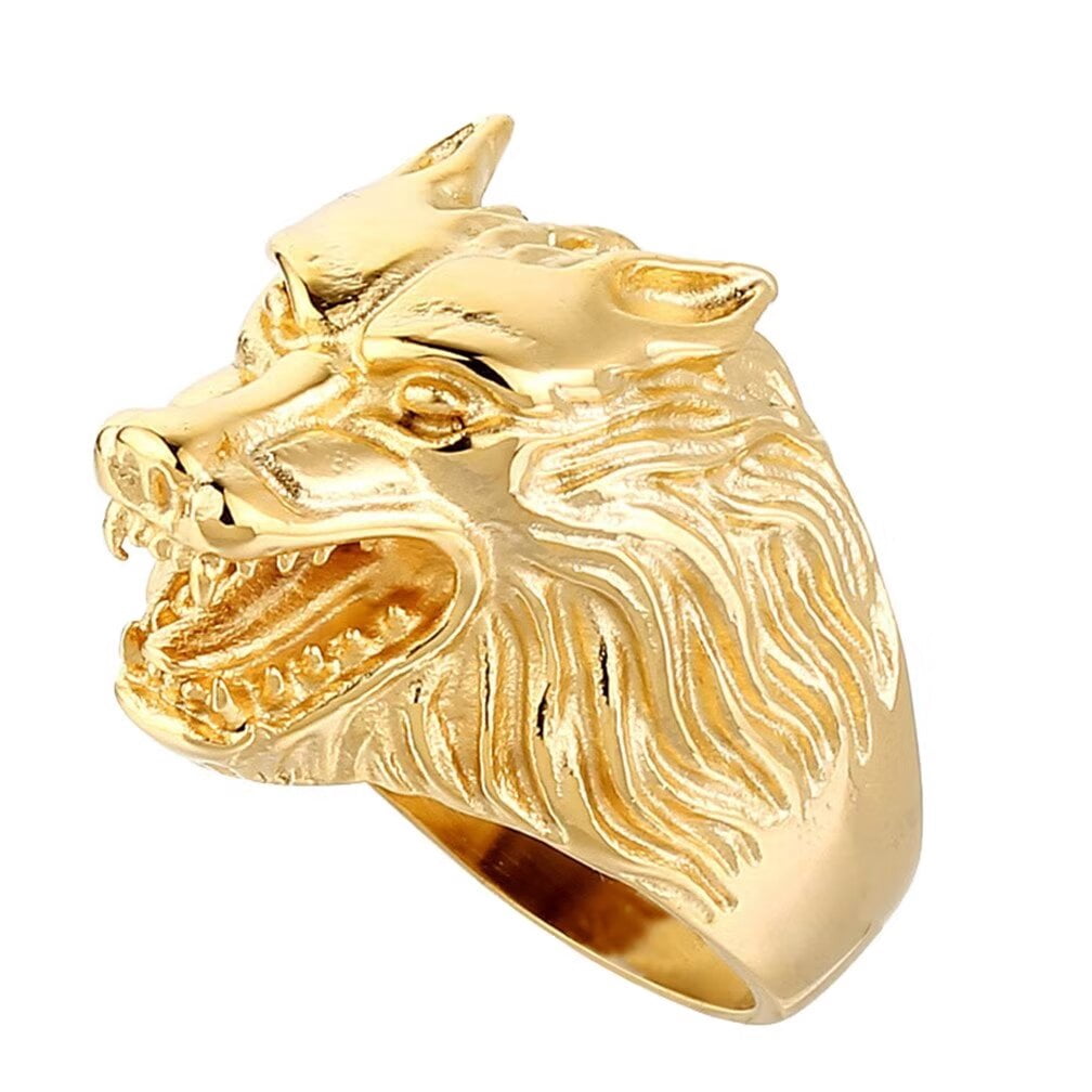 PAMTIER Men's Stainless Steel Domineering Gothic Tribe Roaring Wolf ...