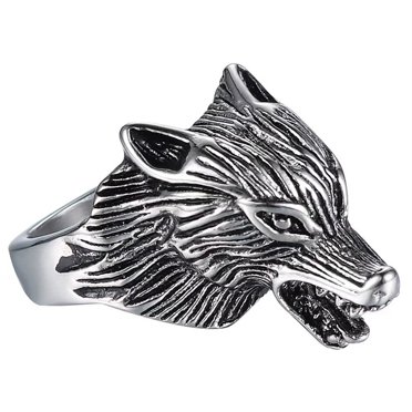 PAMTIER Men's Stainless Steel Cool Domineering Gothic Tribe Wolf Head ...