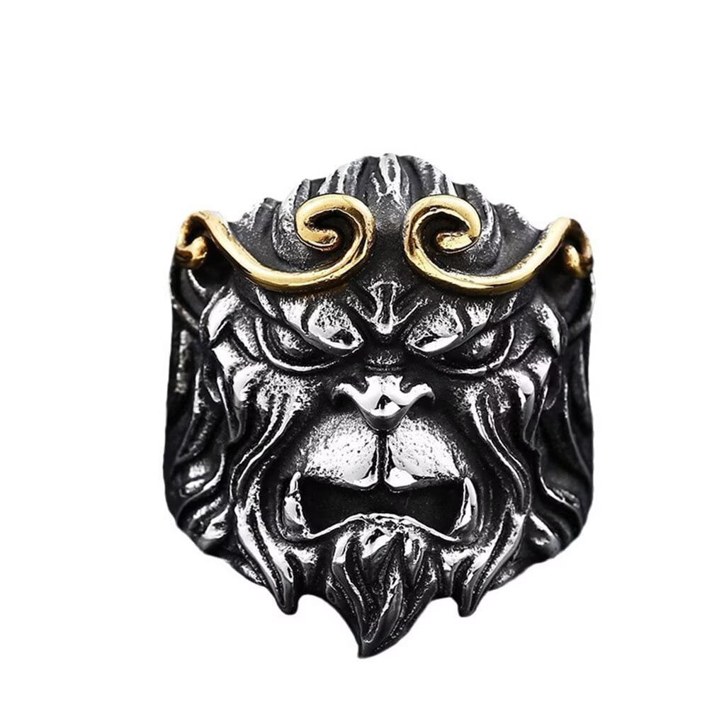 PAMTIER Men's Stainless Steel Domineering Vintage Cool Punk Monkey King ...